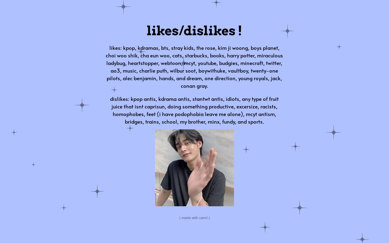 cerys' likes/dislikes